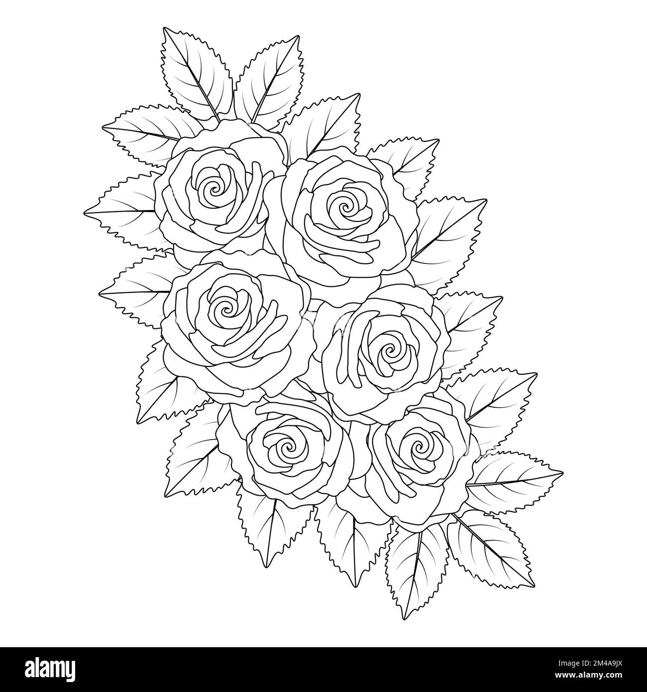 rose noire fleur adulte coloriage page avec rose sauvage décoratif ...