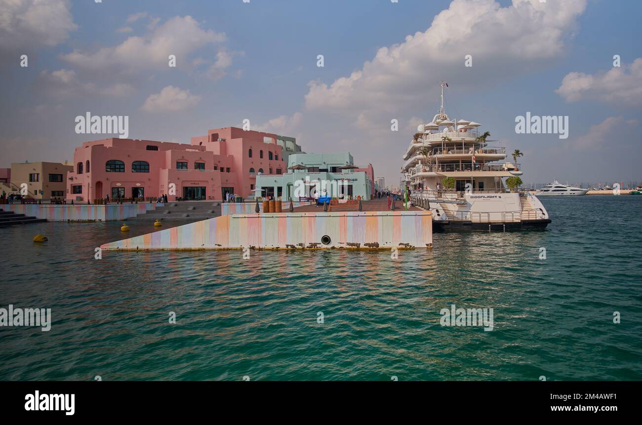 Vieux port de Doha (district de Mina) à Doha, Qatar, après-midi, prise ...
