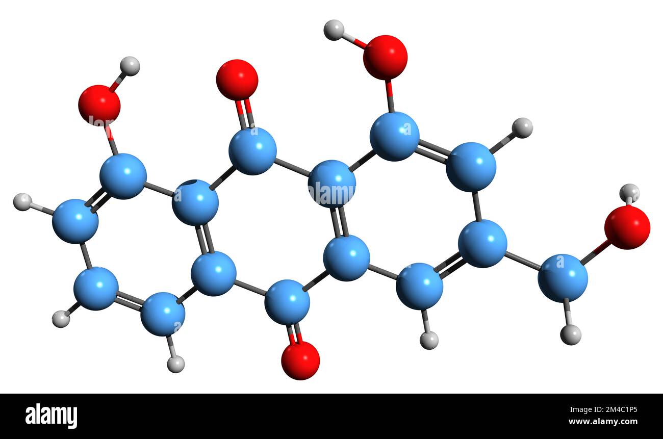 3D image de la formule squelettique de l'aloe-émodine - structure ...