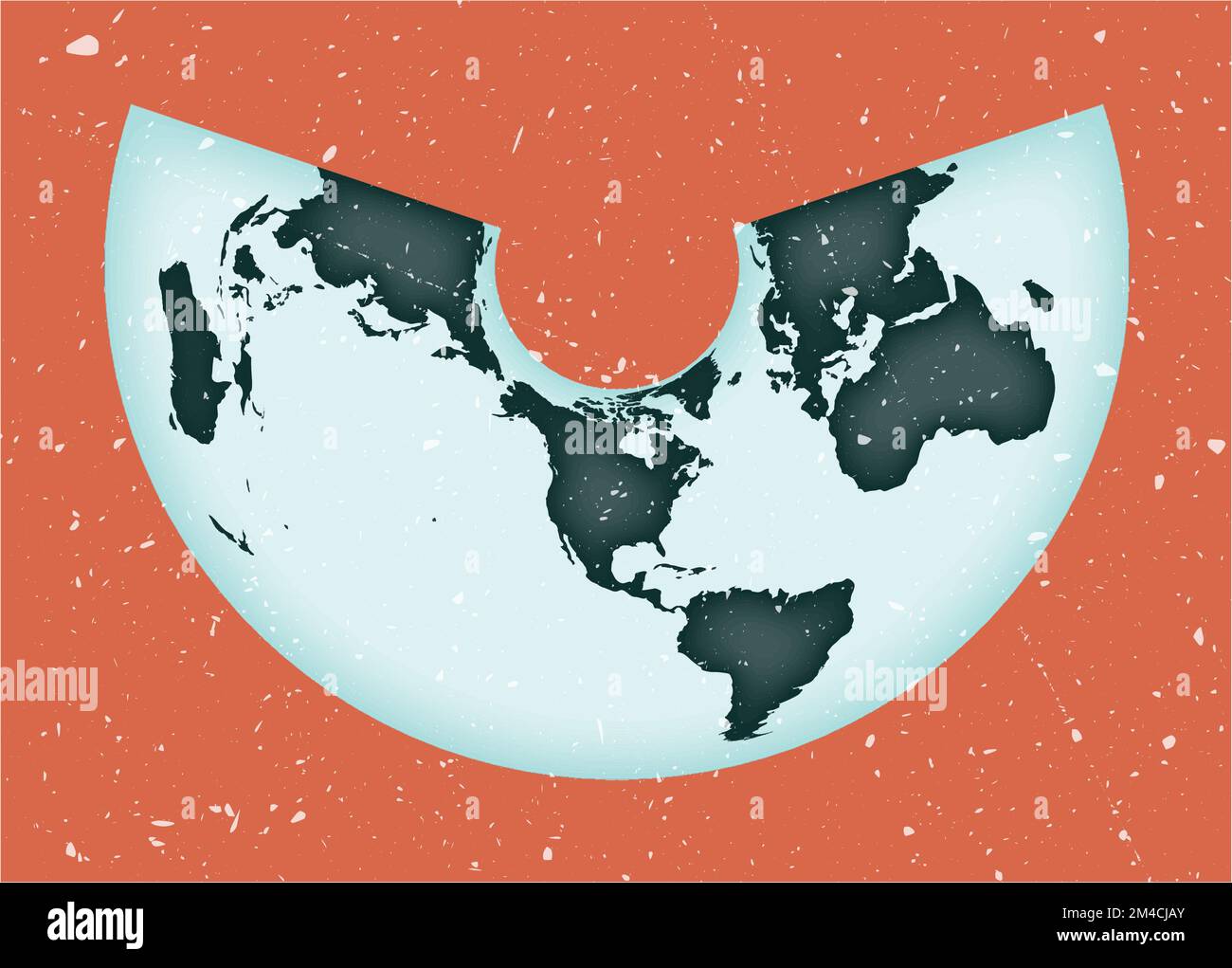 Affiche de la carte du monde. Projection conique de surface égale ...
