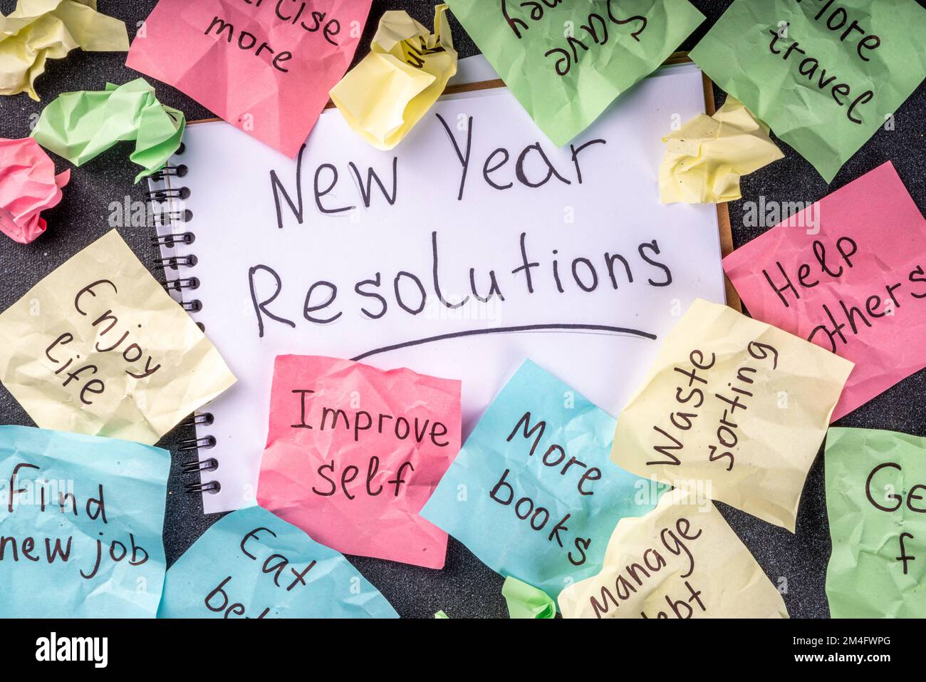 Objectifs de la nouvelle année ou résolutions sur des autocollants en ...