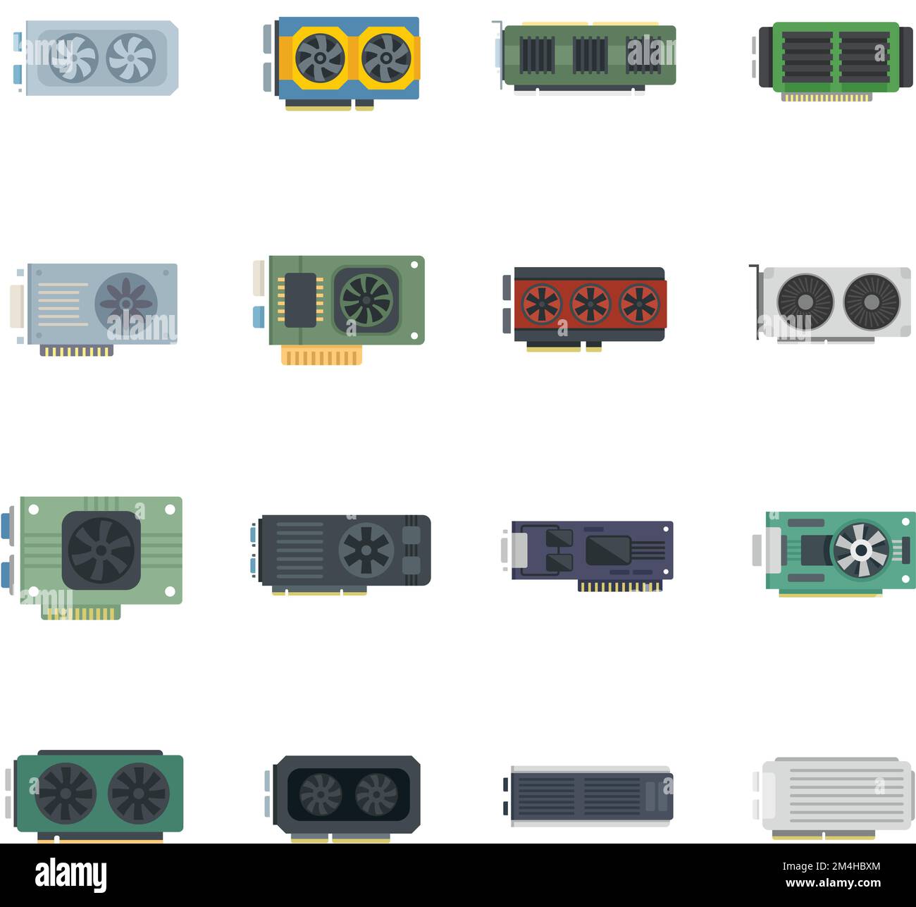 Les icônes de la carte graphique définissent un vecteur plat. Carte ...