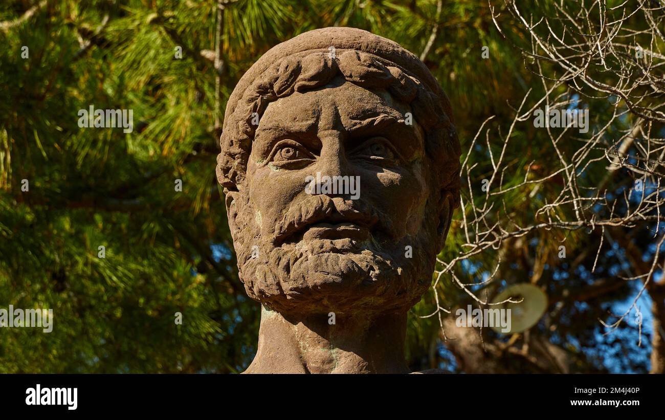 Buste d'Ulysse, village de Stavros, île Ithaca, îles Ioniennes, Grèce ...