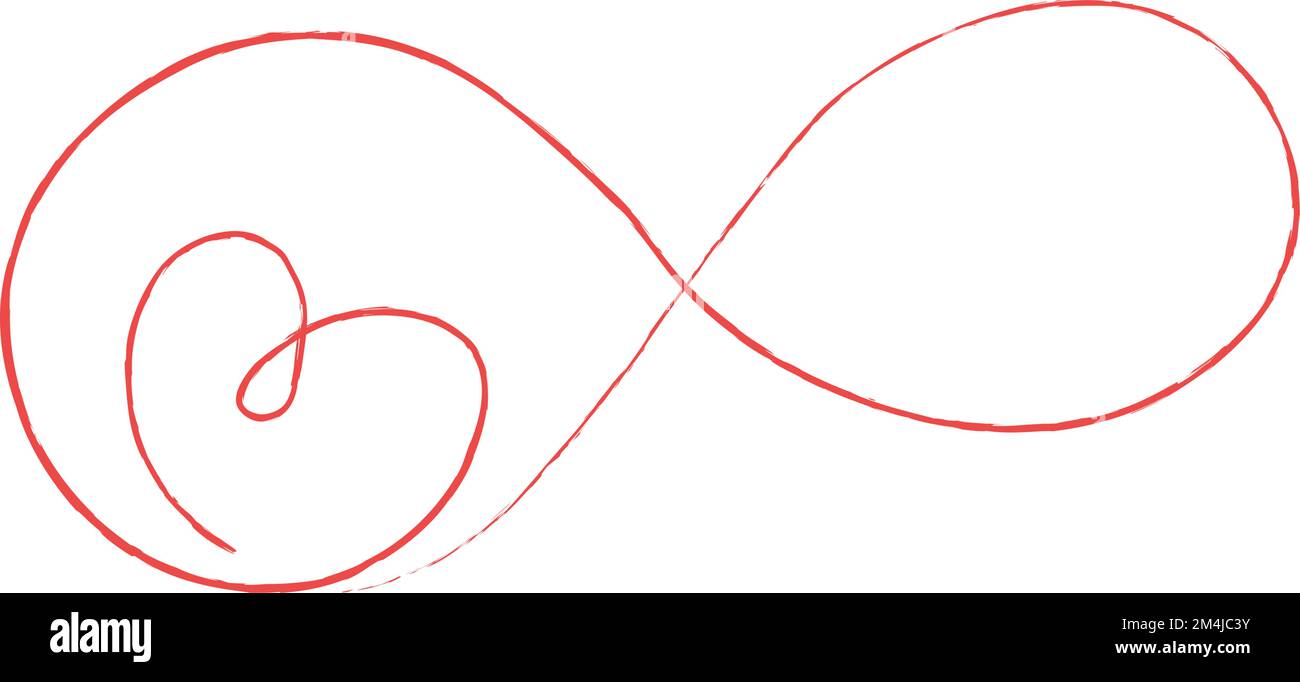 Lignes fines roses deux coeurs aiment le symbole de l'infini sur fond ...