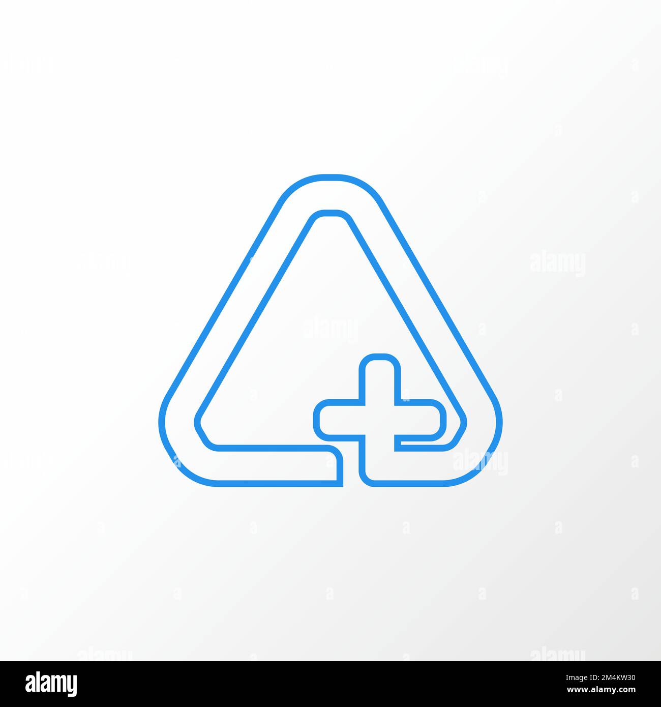 Triangle à double ligne avec plus ou croix rouge image graphique icône ...