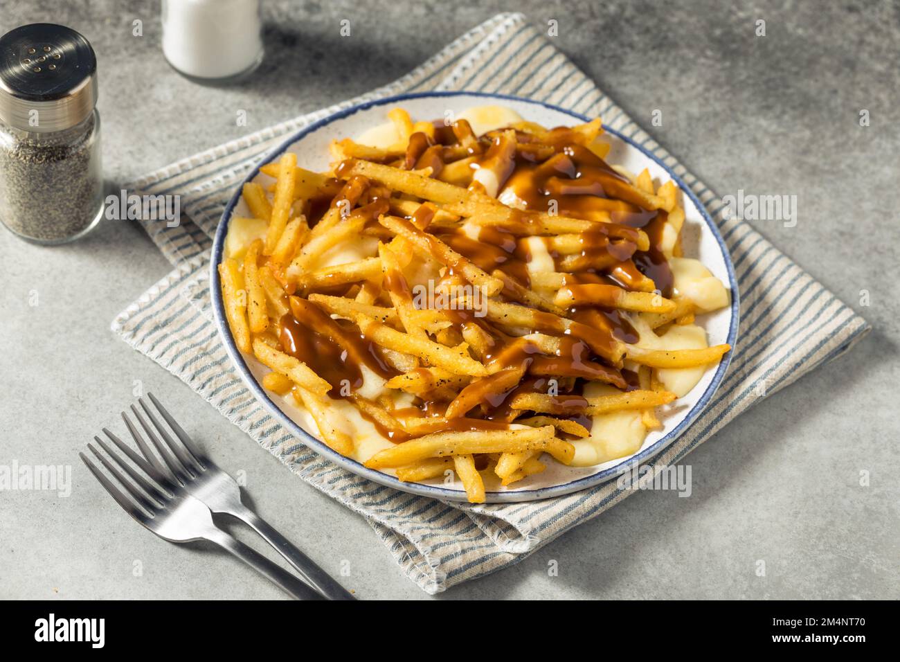 Frites maison avec sauce à la Poutine et fromage au fromage Photo Stock ...