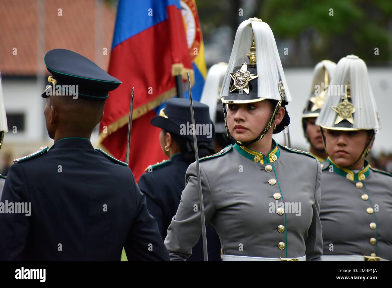 Les fonctionnaires de la police colombienne lors de leur cérémonie de ...
