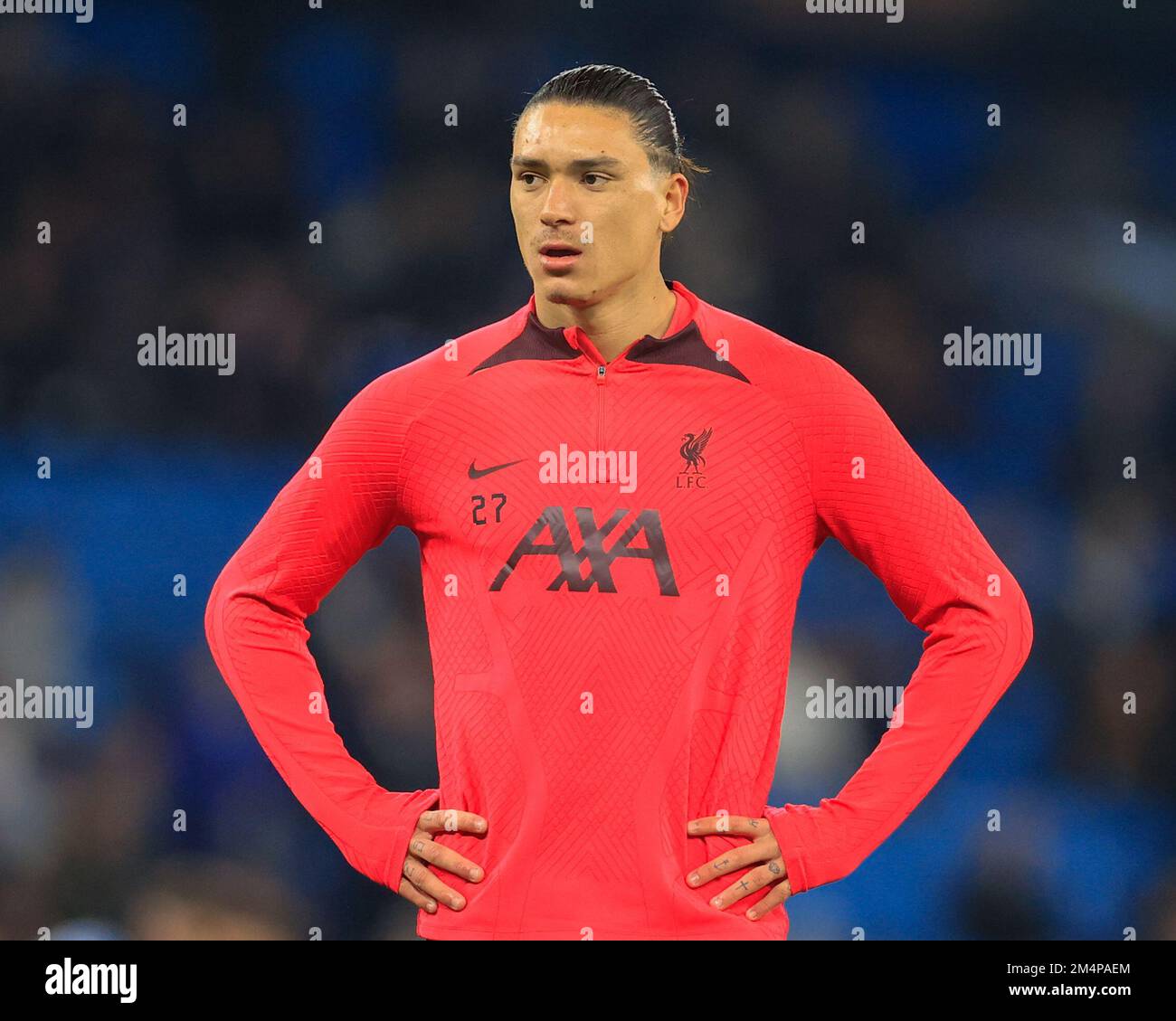 Darwin Núñez #27 de Liverpool pendant l'échauffement avant le match de ...