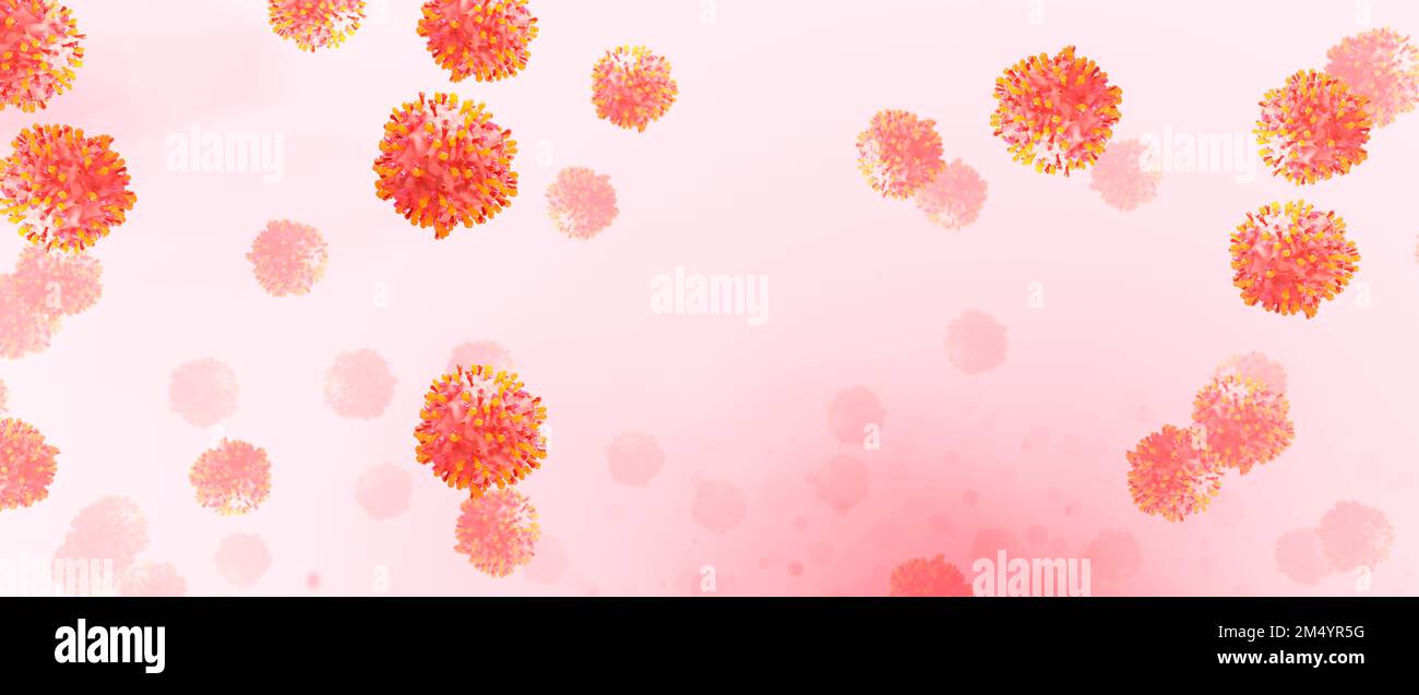Particules du virus respiratoire syncytial (RSV) , illustration 3D. Le ...