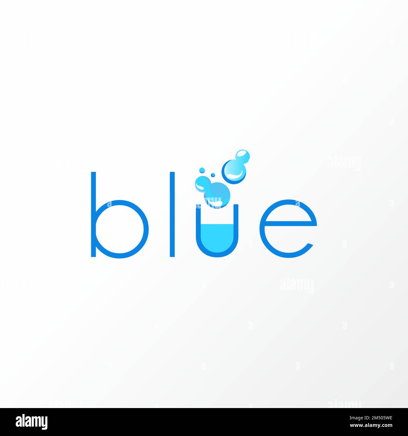 Lettre ou mot Blue sans serif écriture police avec bouteille de ...