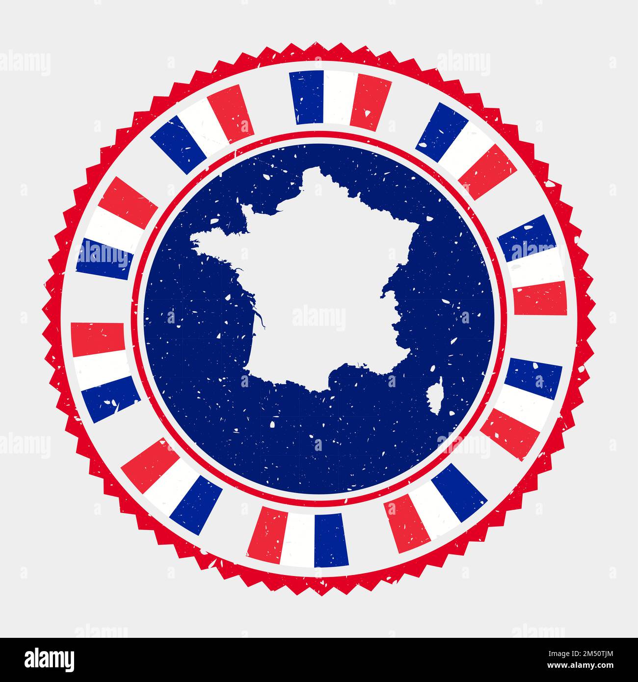 Timbre grunge France. Logo rond avec carte et drapeau de la France ...