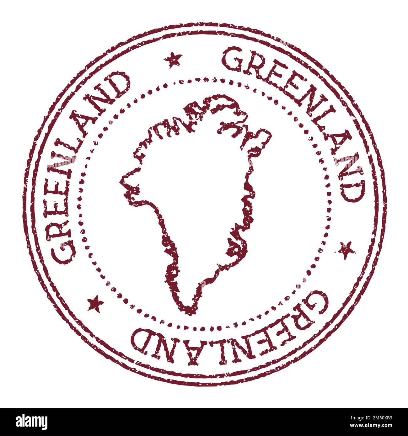 Timbre rond en caoutchouc du Groenland avec carte du pays. Timbre ...