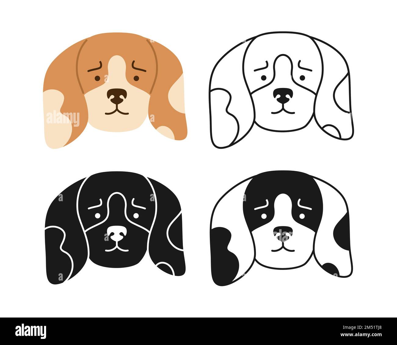 Ensemble de personnages de dessin animé pour chiens beagle faces ...