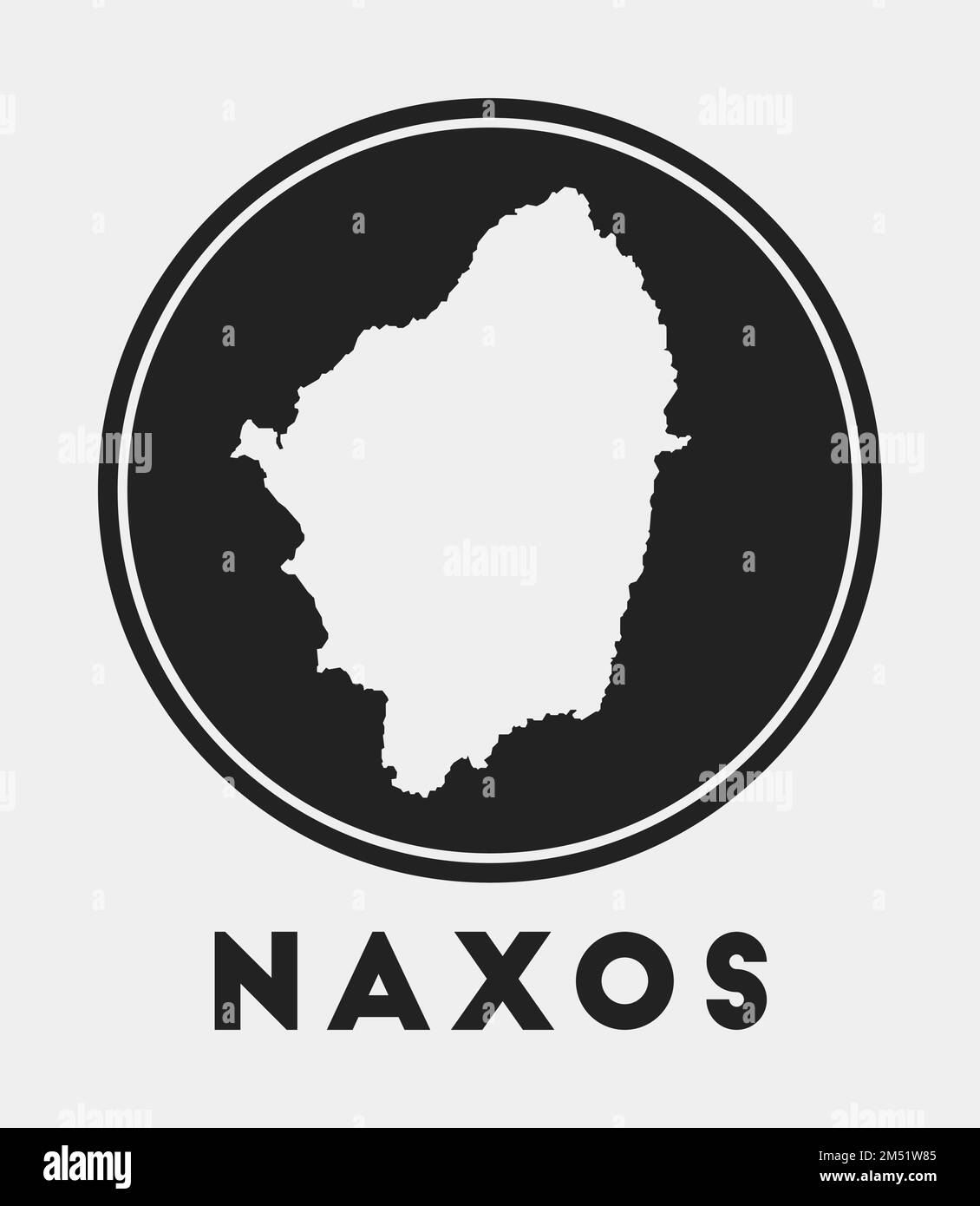 Icône Naxos. Logo rond avec plan de l'île et titre. Badge Naxos élégant ...