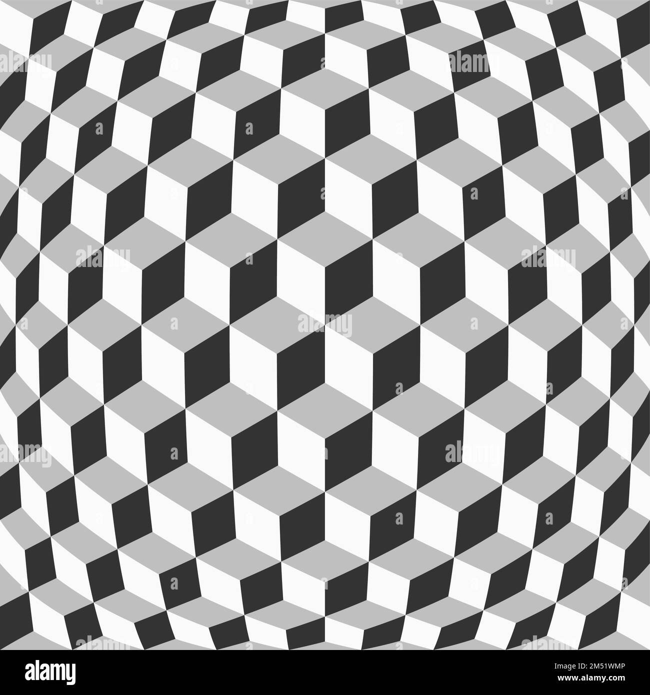 Résumé grille de cubes avec effet de distorsion. Illusion optique ...