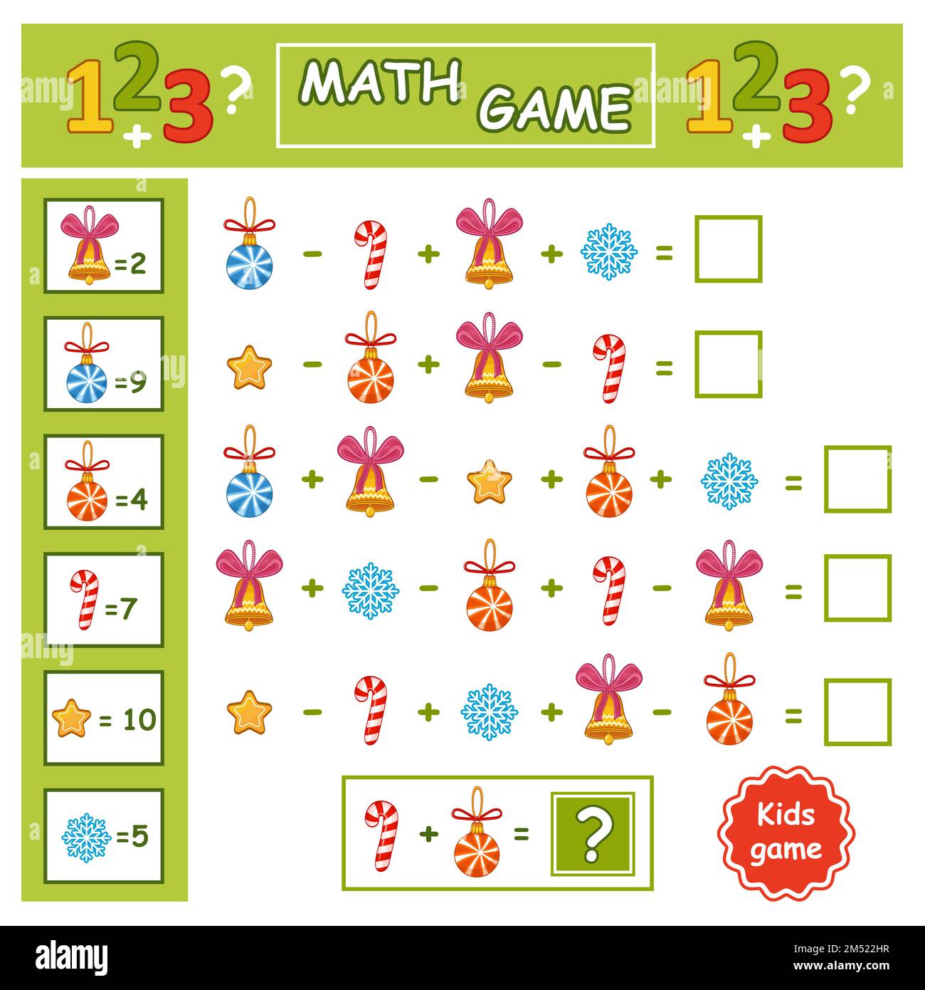 Mathématiques Noël éducation enfants jeu. Combien comptent les jouets ...