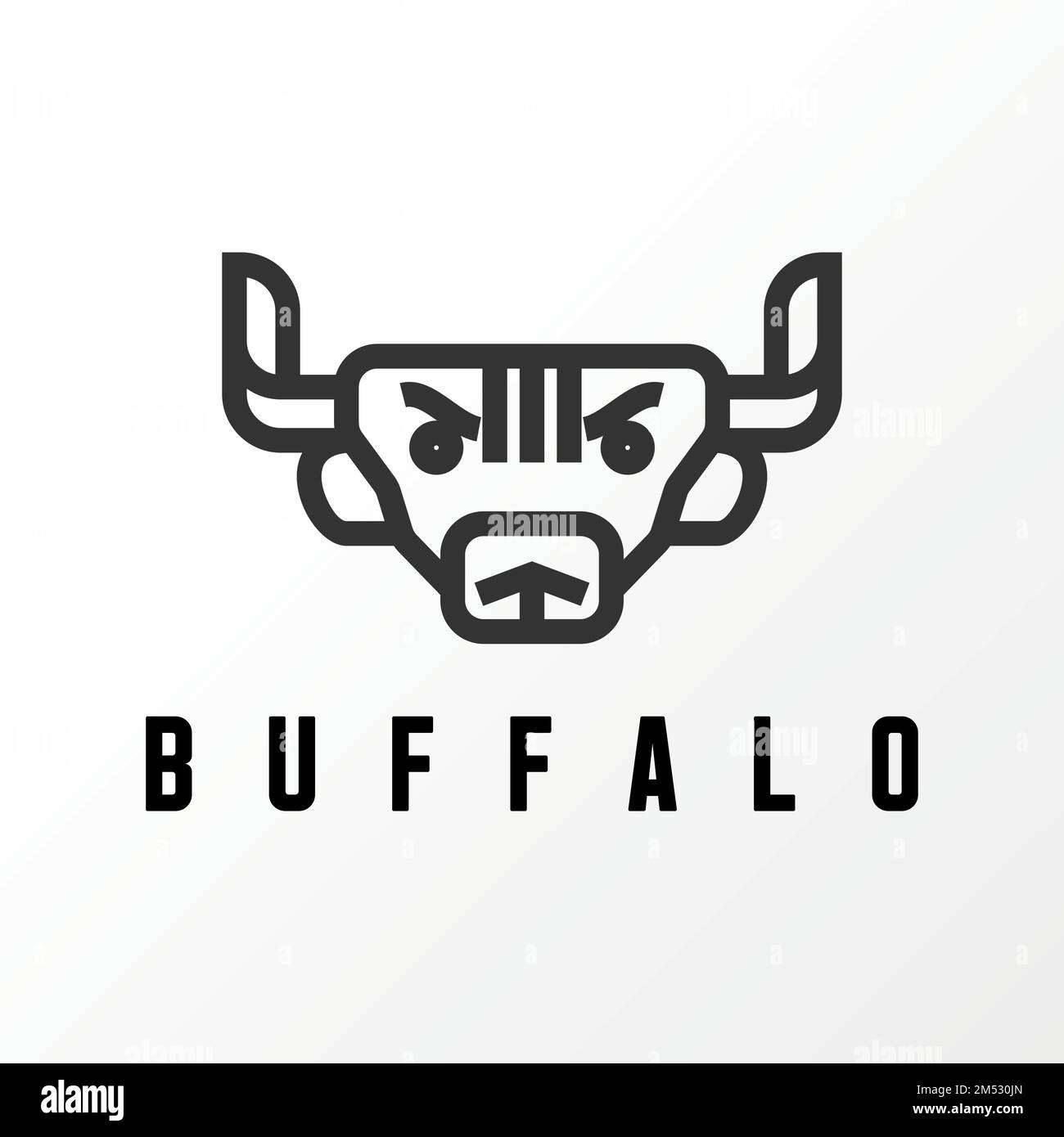 Tête de buffle simple et unique en ligne image graphique icône logo ...