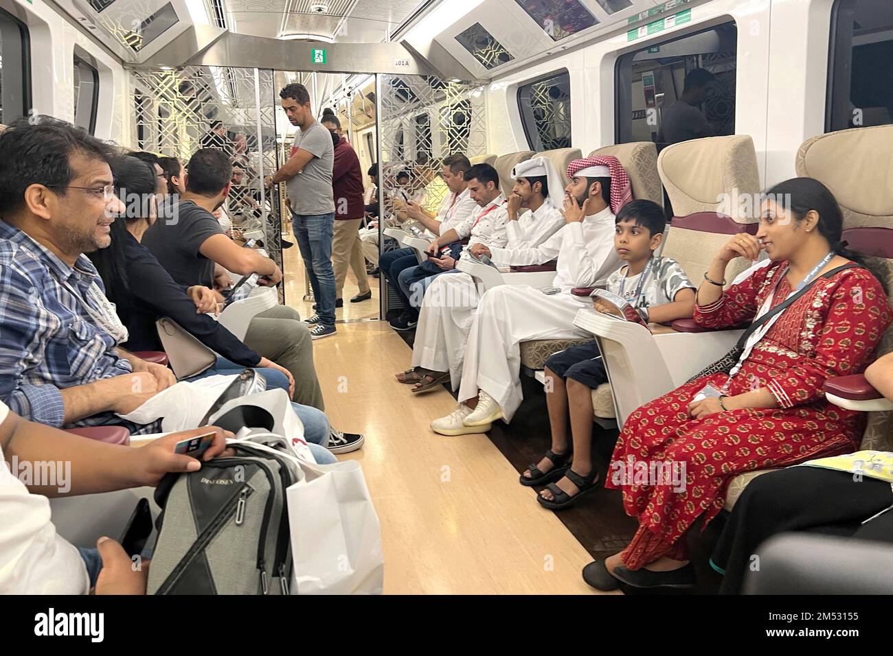Impressions de Doha/Qatar sur 25 novembre 2022. Métro, wagon de classe ...
