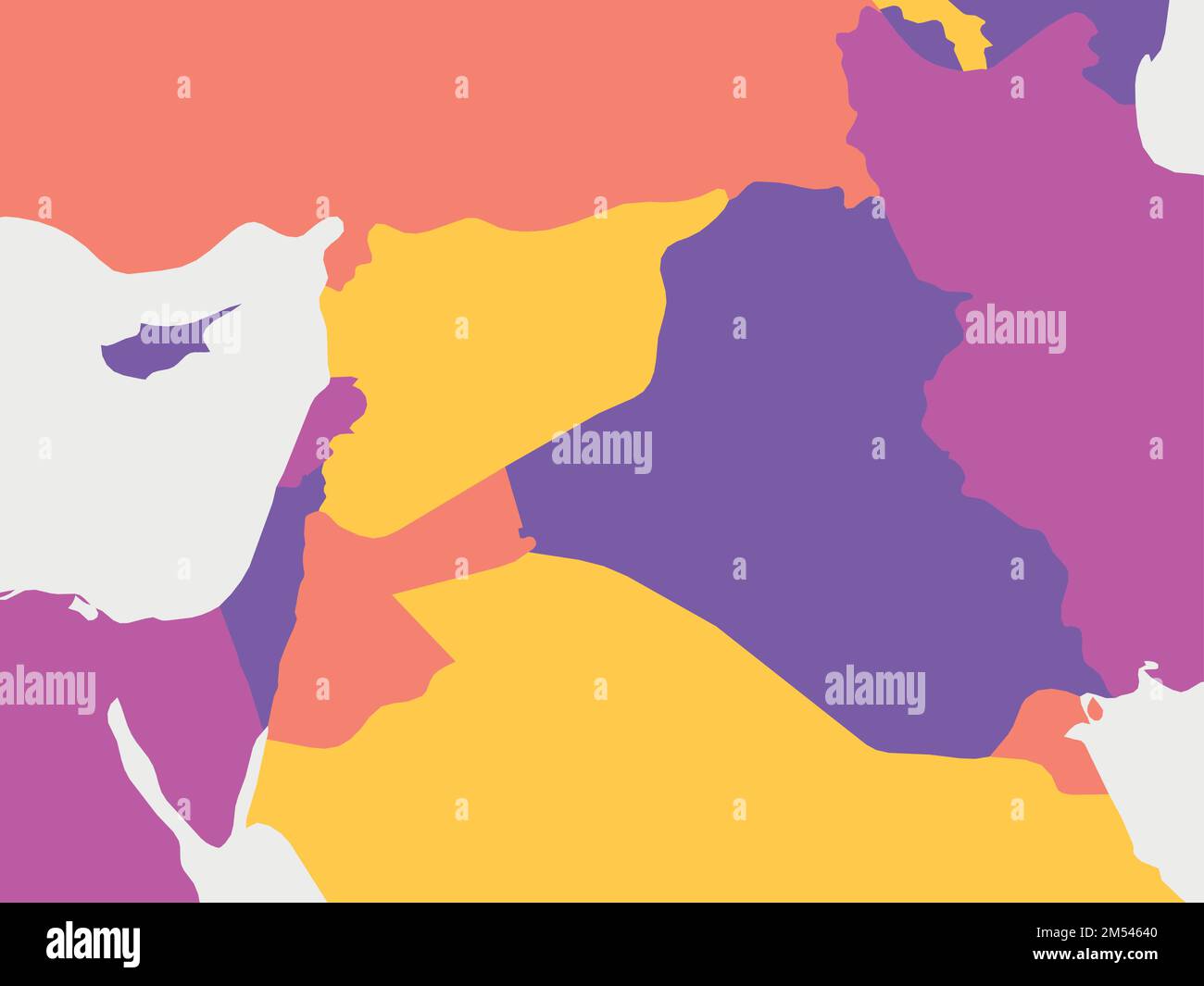 Carte vierge du Moyen-Orient. Carte politique détaillée de la région du ...