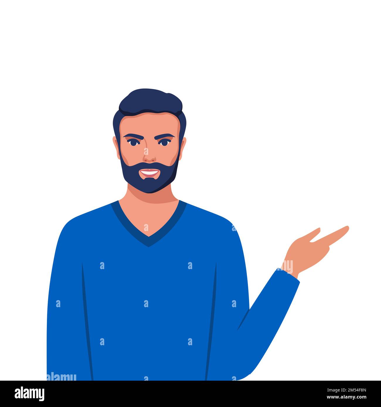 Lhomme Heureux Montre Quelque Chose Caractère Pour Publicité Guy