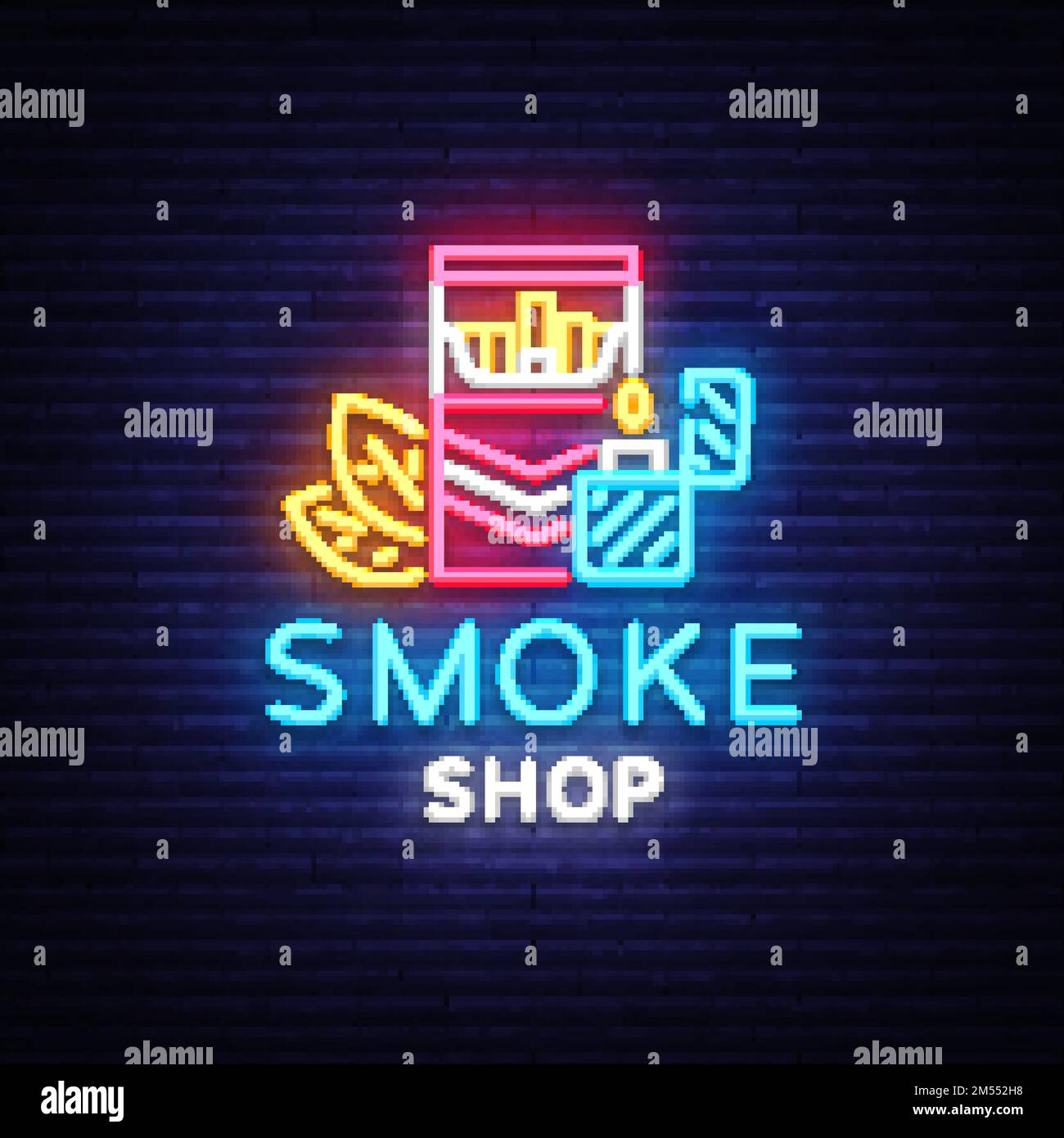 Logo Smoke Store Neon Vector. Magasin de cigarettes signe néon, modèle ...