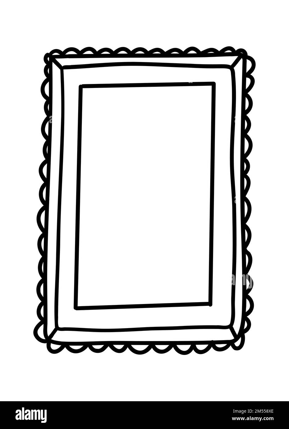 Cadre photo Doodle.Dessin à la main de forme esquisse vintage ...