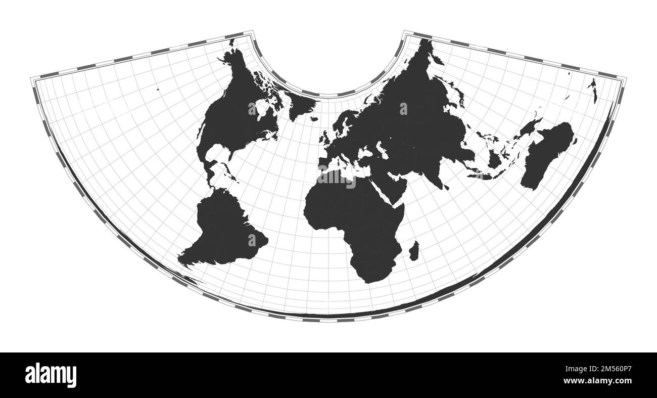Carte du monde vectoriel. Projection de surface égale conique Albers ...