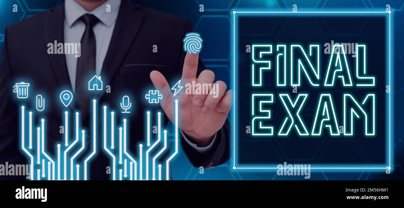 Écriture du texte affichant l'examen final. Mot pour test donné à l ...