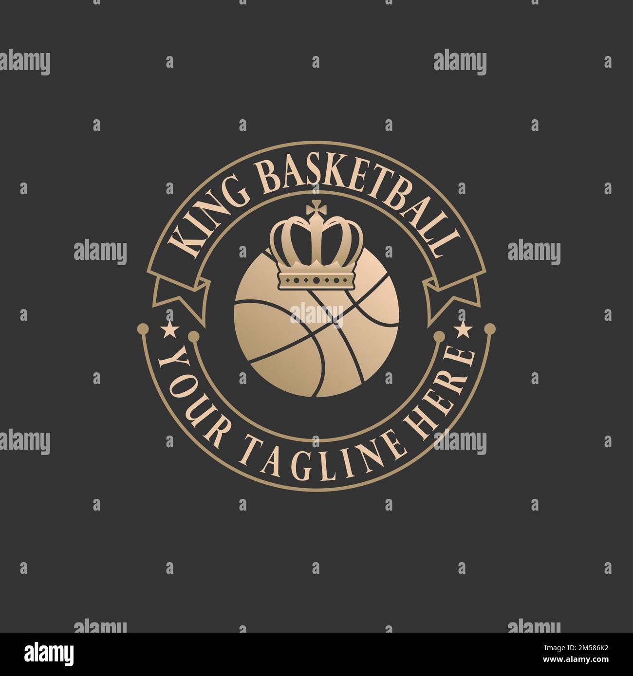 emblème de basket-ball simple et unique avec boule et couronne image ...