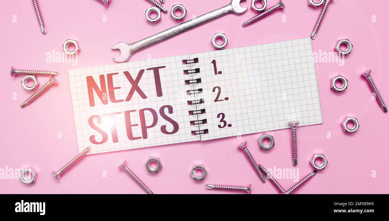 Affichage conceptuel étapes suivantes. Nombre d'idées commerciales du ...