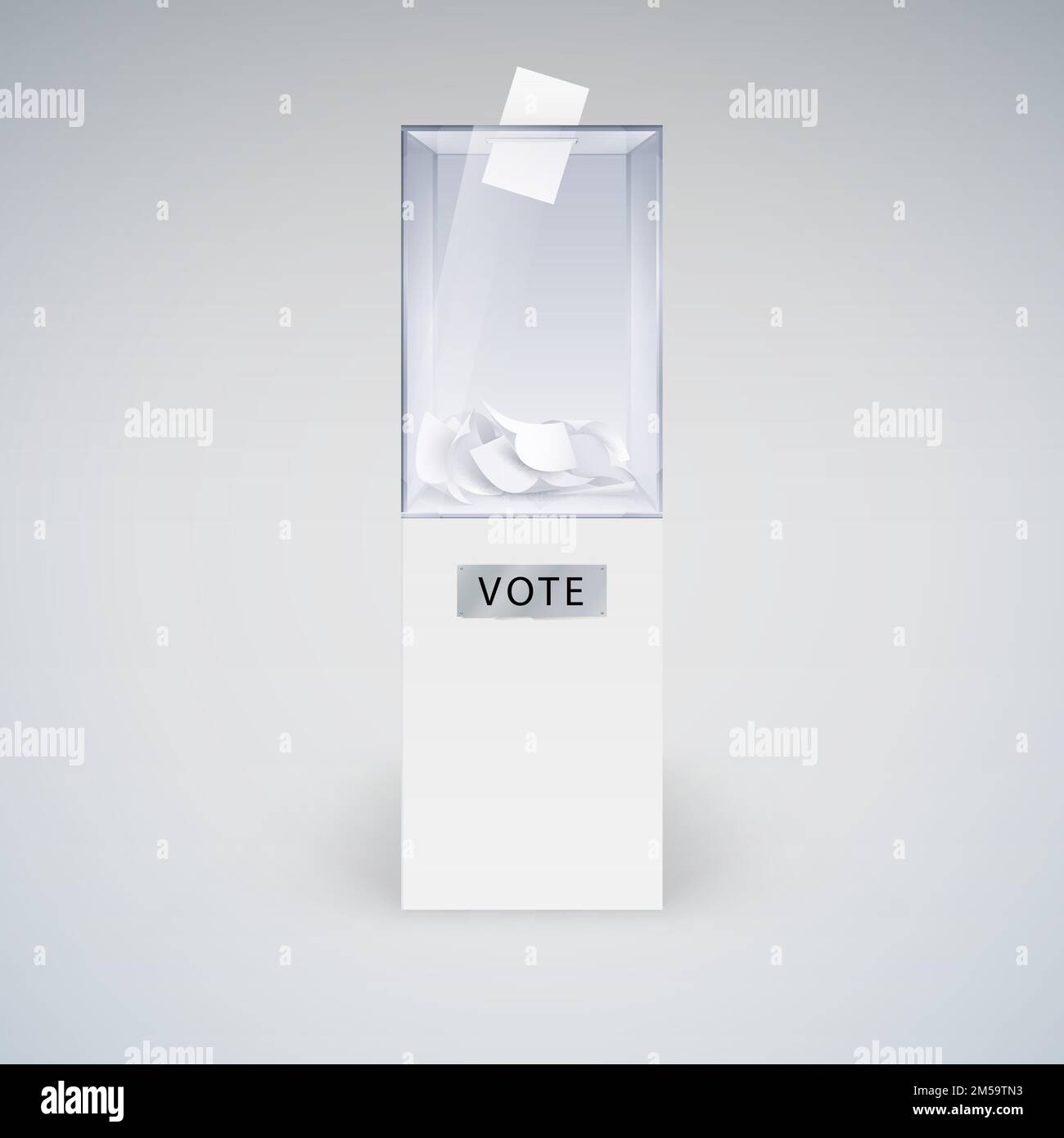 Illustration de l'urne réaliste avec le papier de vote dans trou. Voter ...