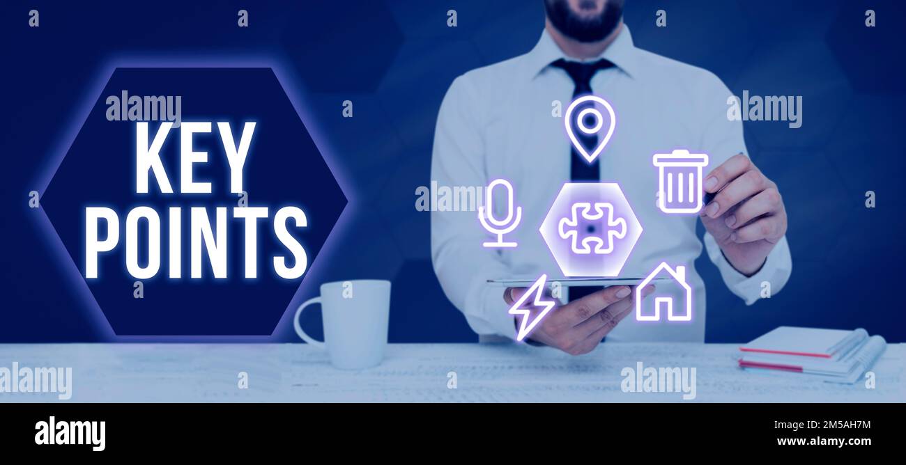 Inspiration montrant le signe points clés. Aperçu de l'entreprise la ...