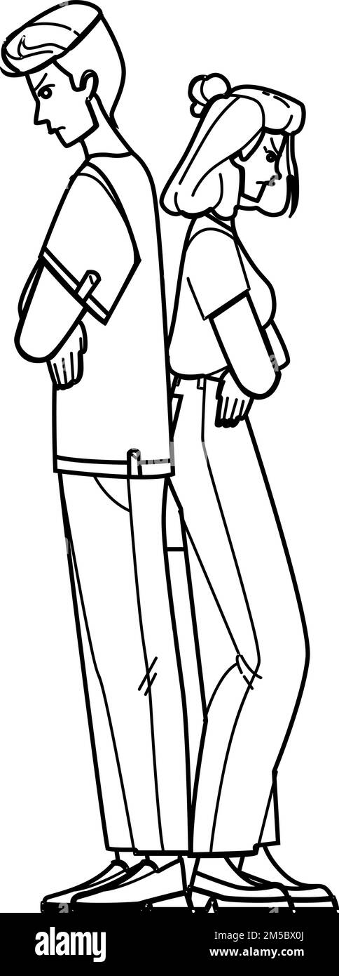 Dessin deux personnes dos à dos Banque d'images vectorielles - Alamy