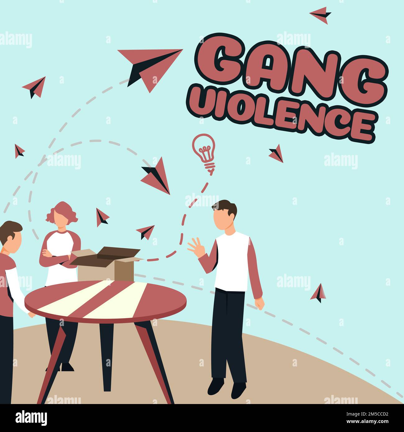 Légende du texte présentant la violence des gangs. Concept signifiant ...