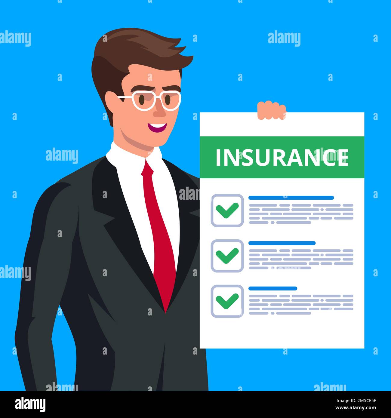 Formulaire de demande d'assurance. Un homme en costume, un responsable ...