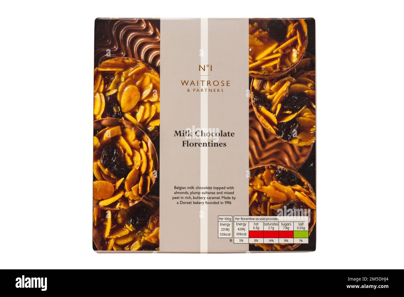 Boîte de chocolat au lait Florentines de Waitrose isolées sur fond ...