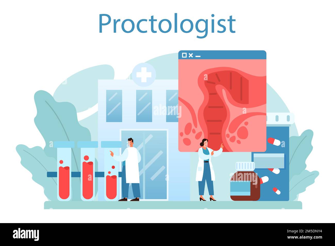 Concept de Proctologue. Le médecin examine l'intestin. Idée de santé et ...