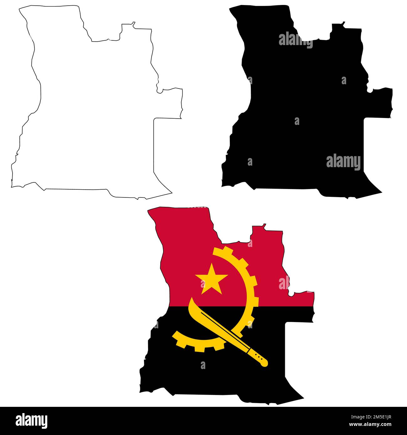 Carte Angola sur fond blanc. Schéma de la carte de l'Angola. Carte ...