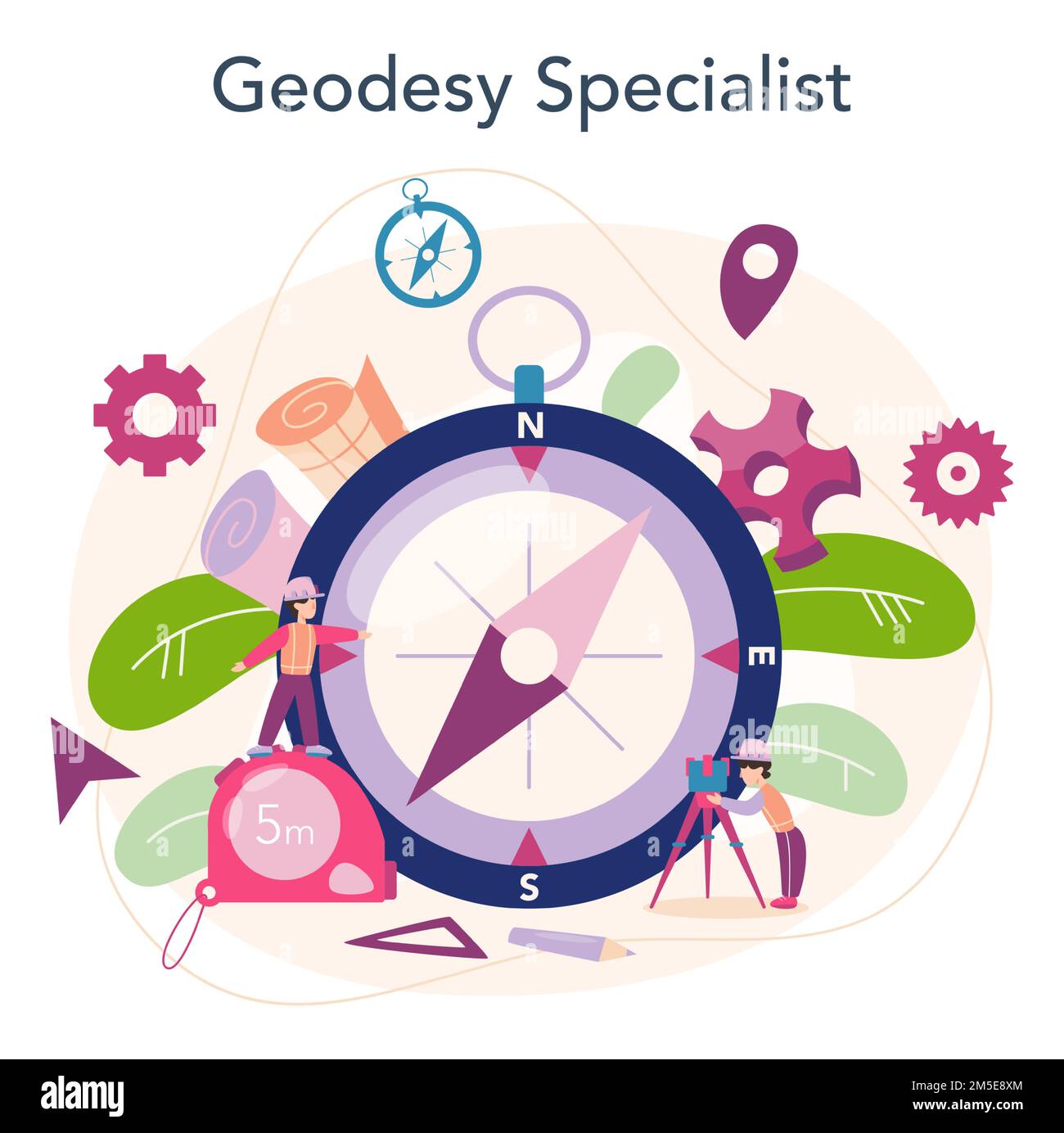 Concept Surveyor. Géodésie , technologie d'arpentage. Équipement d ...