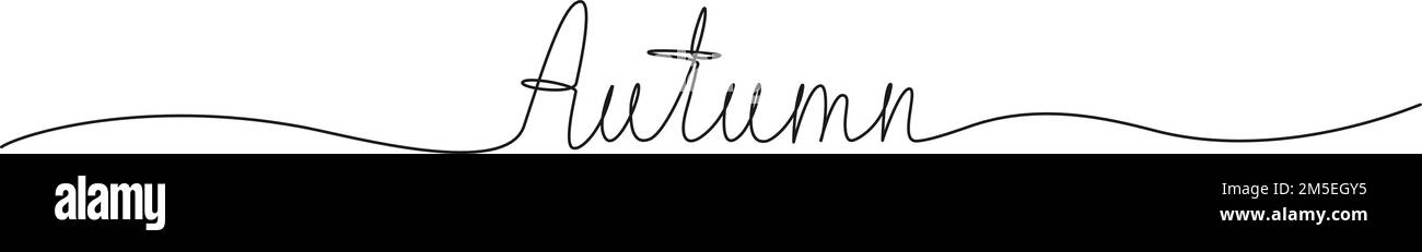 Dessin continu d'une seule ligne de mot AUTOMNE, illustration ...