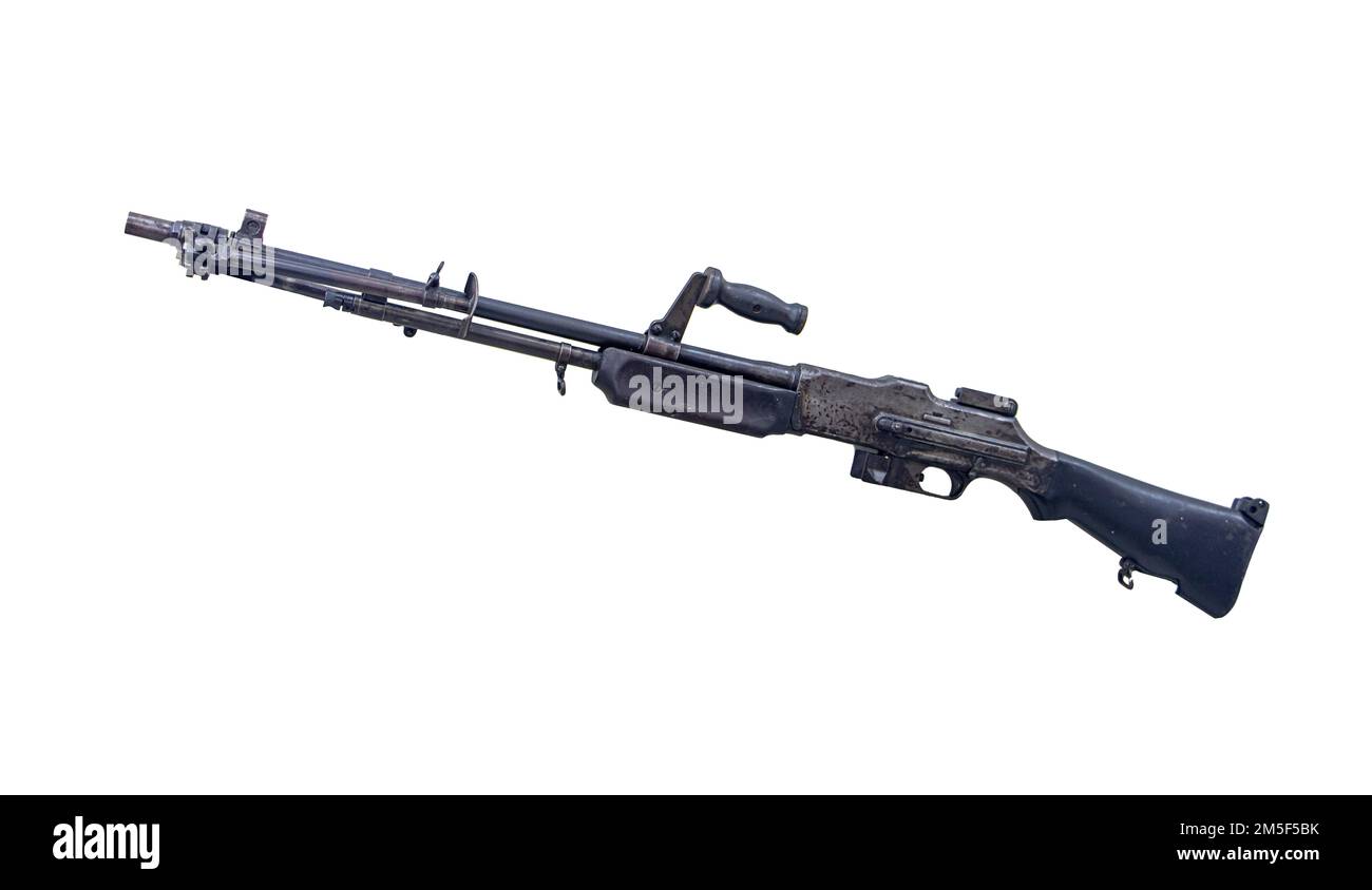 Le fusil automatique Browning (BAR) de calibre 30 isolé sur fond blanc ...