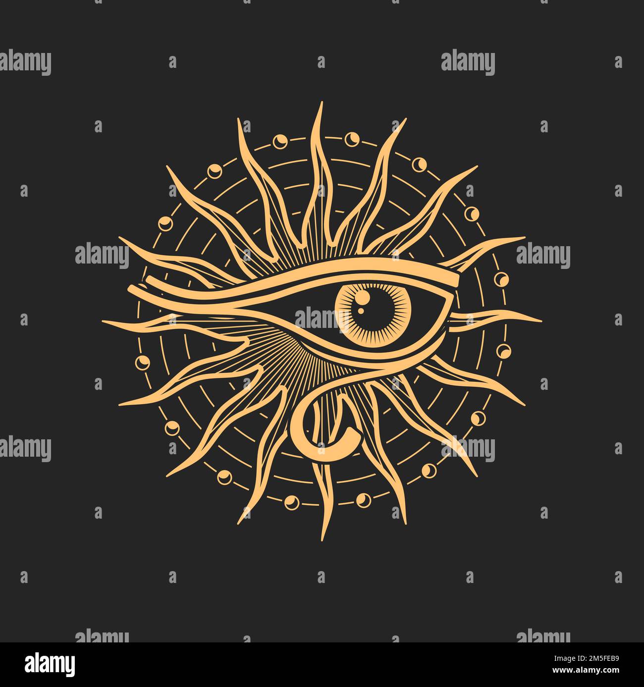 Symbole de magie ésotérique et occulte égyptien, icône de sorcellerie ...