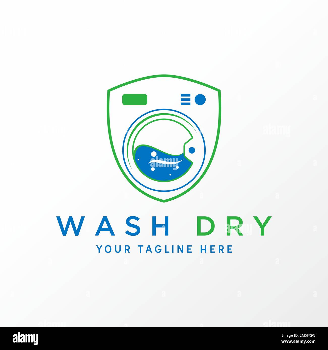 Machine à laver simple et unique en bouclier ou en garde image graphique icône logo design ...