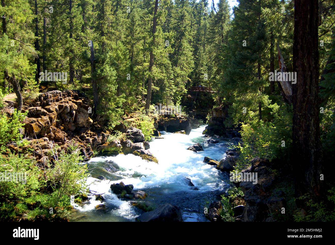 Route panoramique Rogue-Umpqua - vue sur la rivière à Natural Bridge. L ...