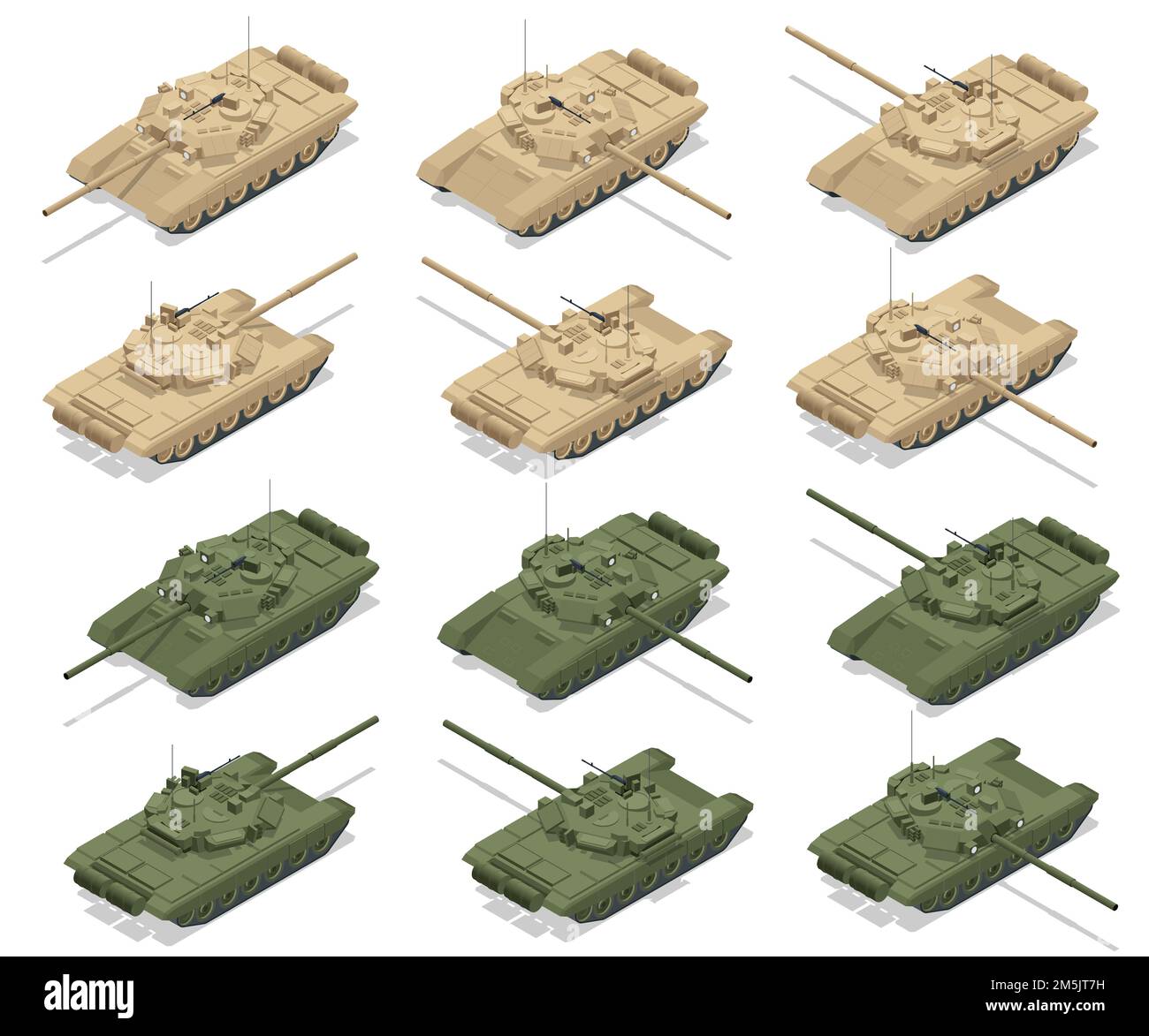 Char de bataille principal isométrique. Le T-90 est un char de combat ...