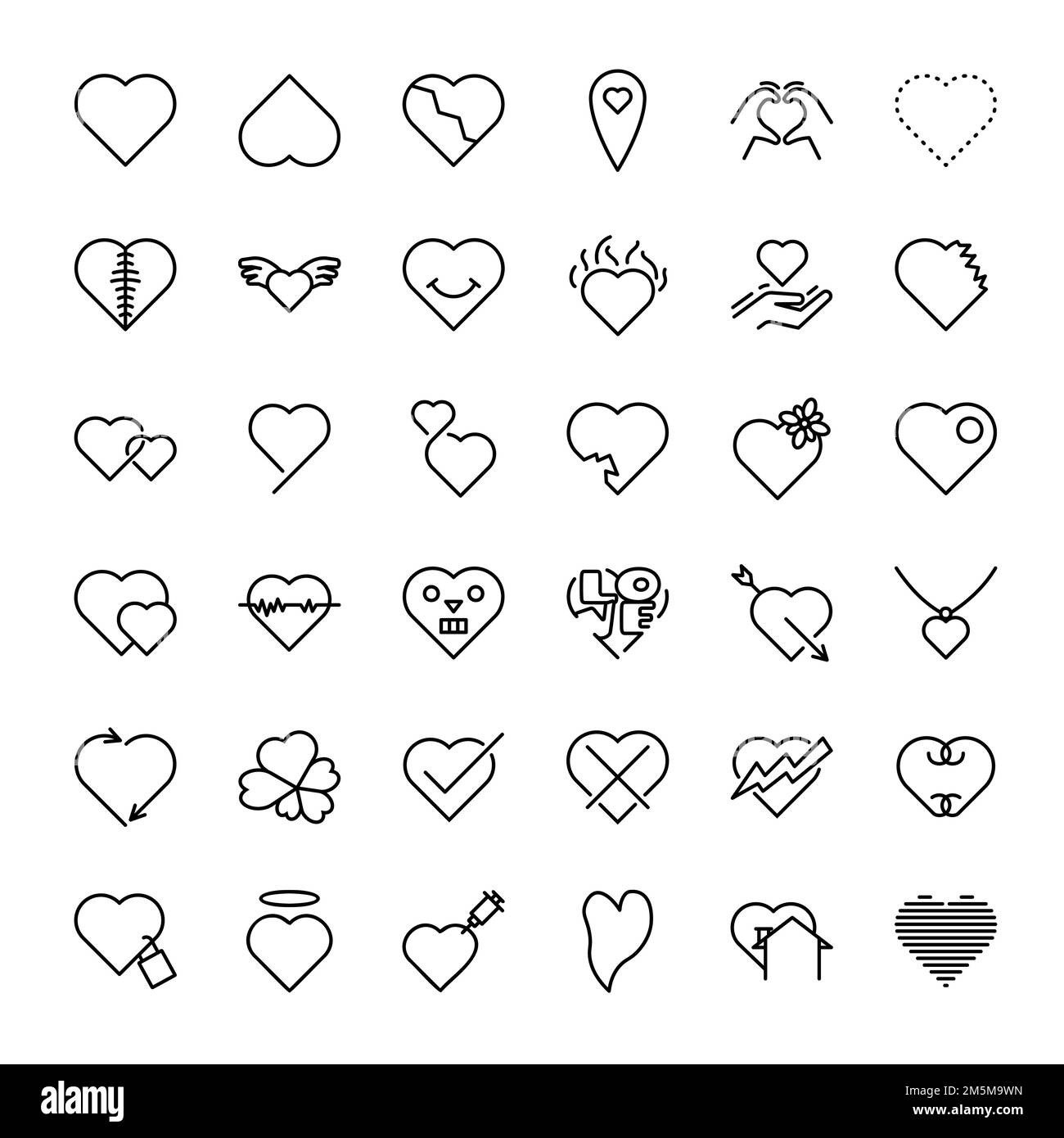 Jeu d'icônes de ligne cardiaque, lot de pictogrammes faciles. dessin ... Jeu d'icônes de ligne cardiaque, lot de pictogrammes faciles. dessin ...