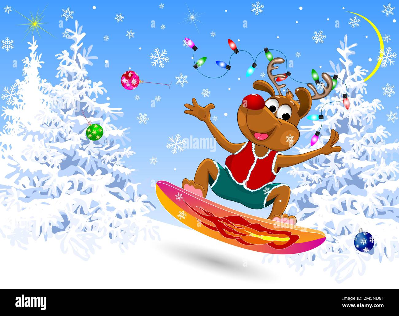 Dessin renne de noel rigolo Banque d'images vectorielles - Alamy