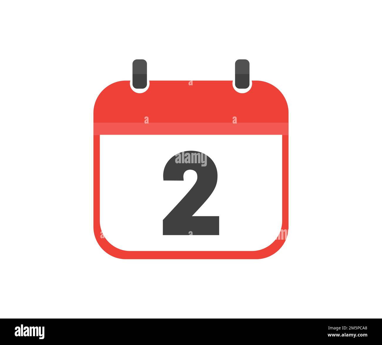 Calendrier simple avec date 2, logo du deuxième jour. Icône calendrier jour 2. Symbole de rappel ...