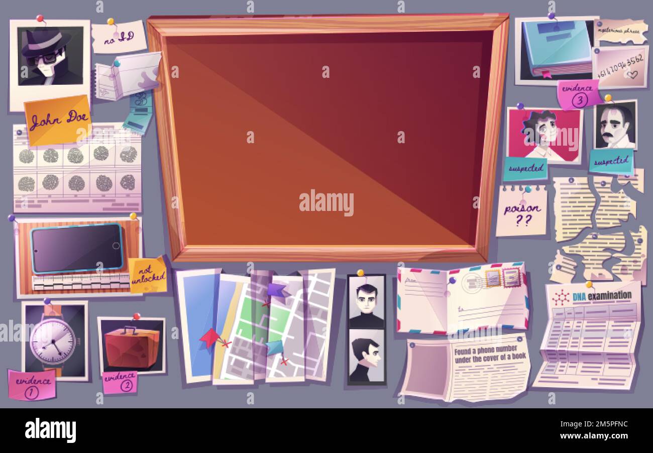 Vider le tableau de détection et les preuves. Enquête policière ...
