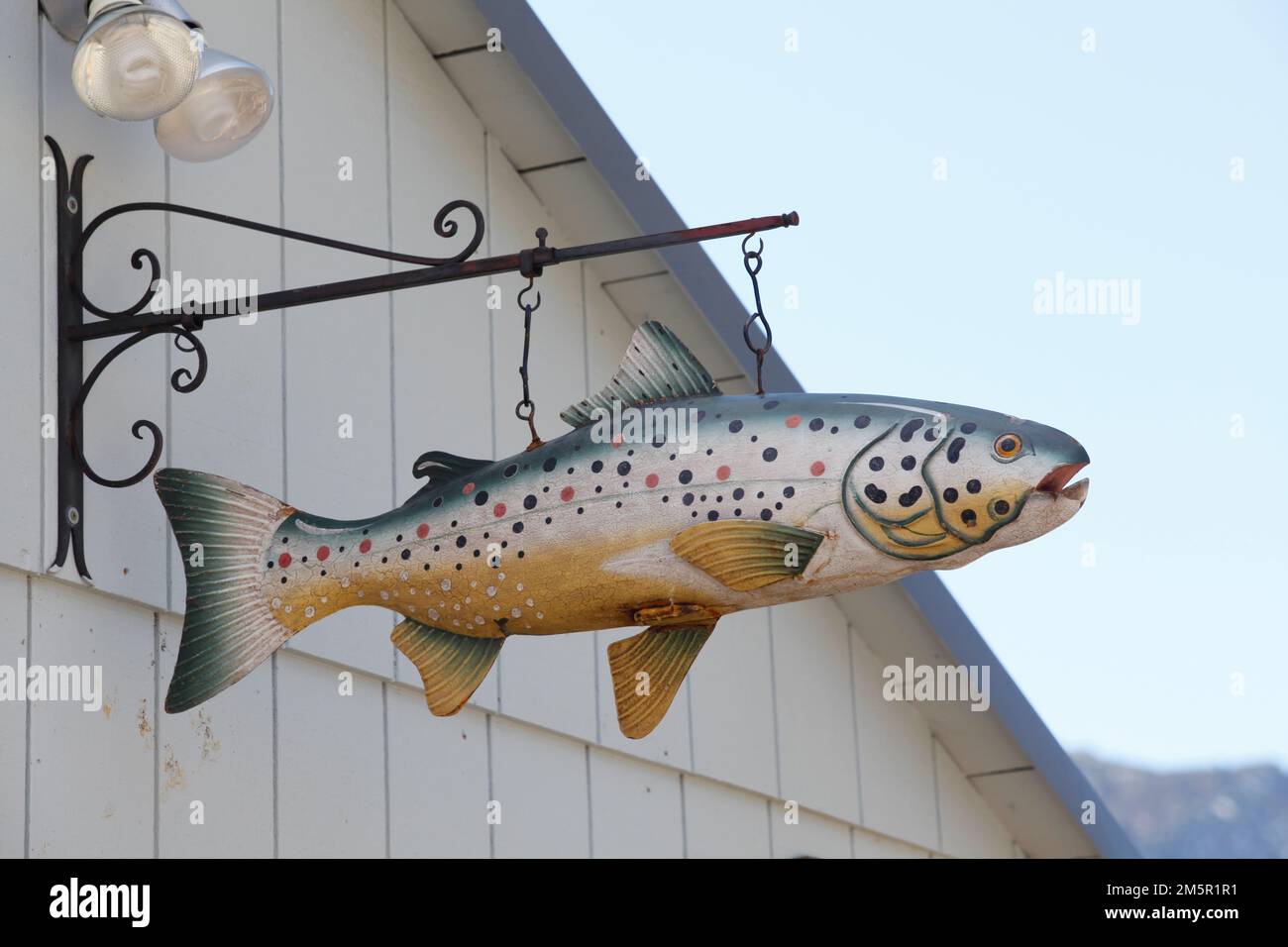 Panneau en forme de poisson suspendu Banque de photographies et d ...